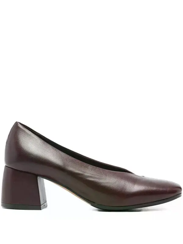 LORENA PAGGI Block-heel Leather Pumps - Brown