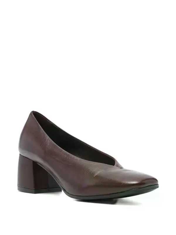 LORENA PAGGI Block-heel Leather Pumps - Brown
