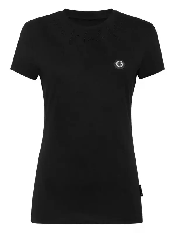 Philipp Plein Logo Fatale-embroidered T-shirt - Black