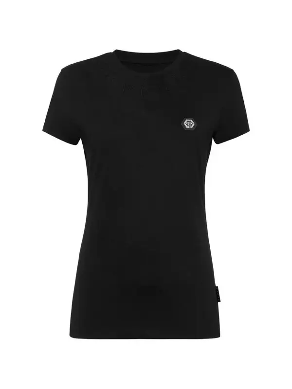 Philipp Plein Logo Fatale-embroidered T-shirt - Black