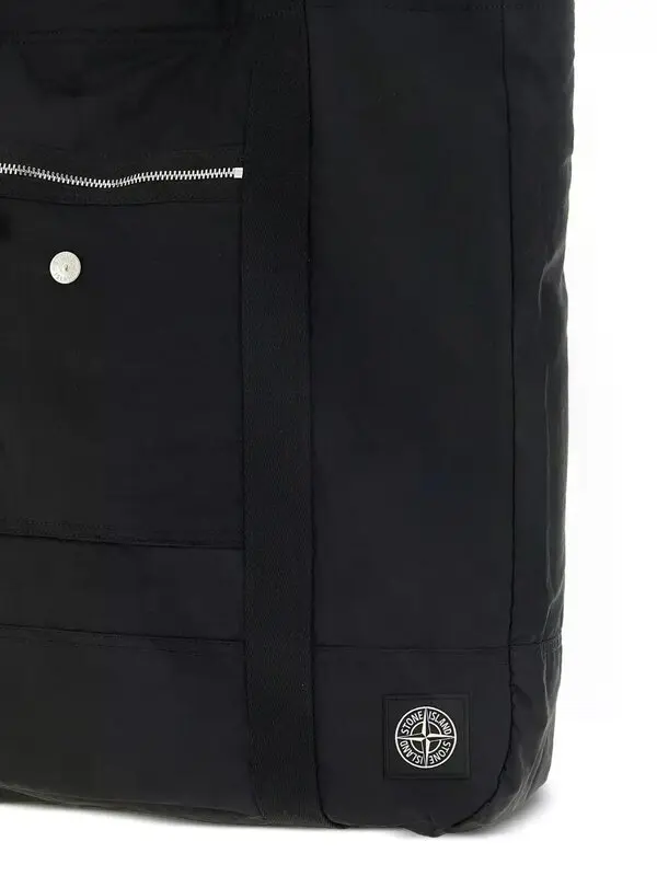 Stone Island Logo-patch Tote Bag - Black