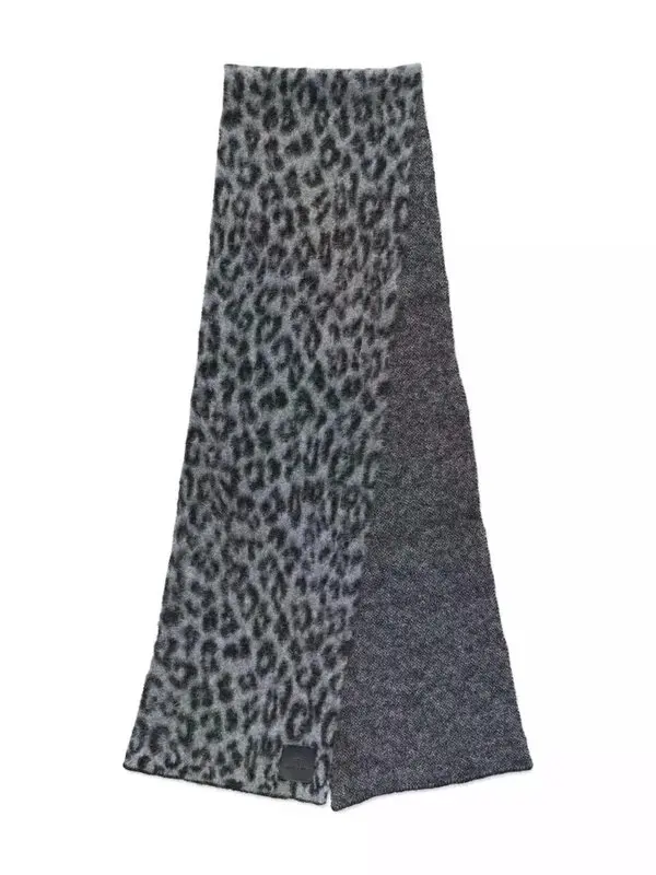 ANINE BING Leopard-print Wool Scarf - Grey