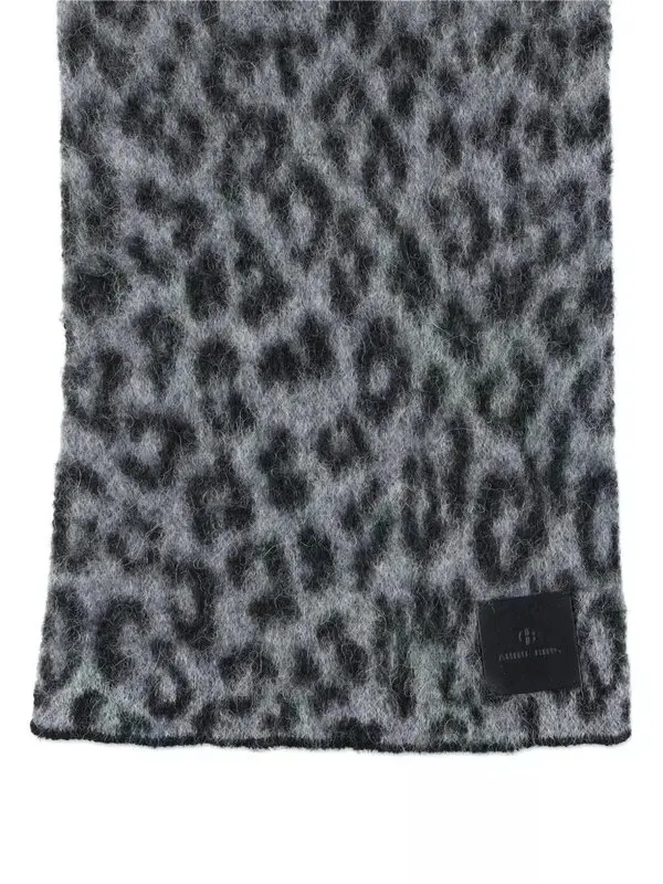 ANINE BING Leopard-print Wool Scarf - Grey