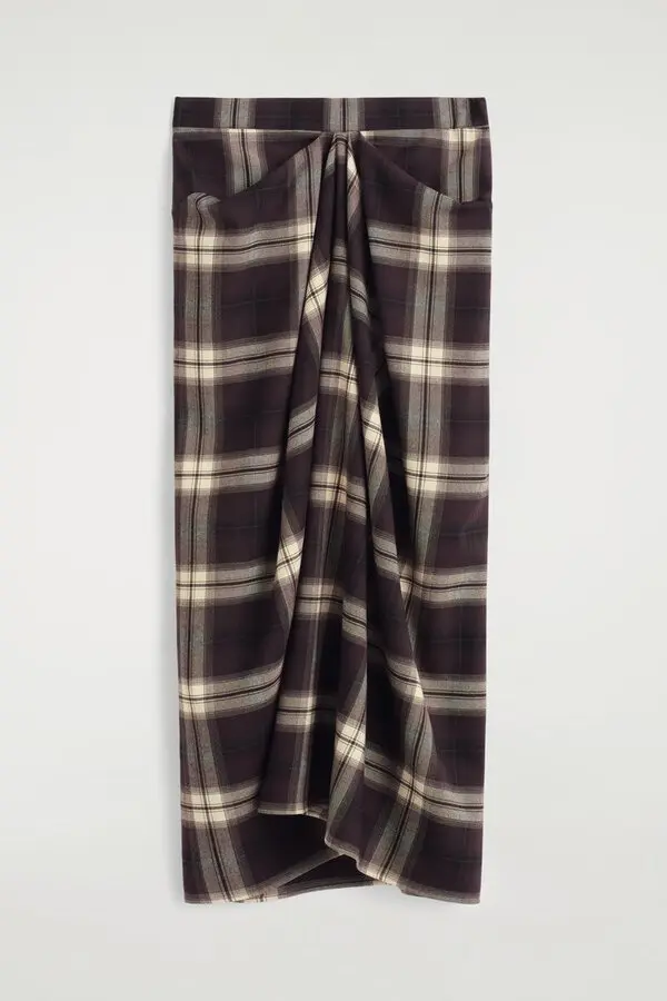 Cos Draped Checked Midi Skirt