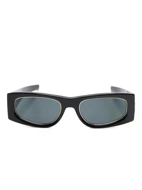 Saint Laurent Logo-detail Rectangle Sunglasses - Black
