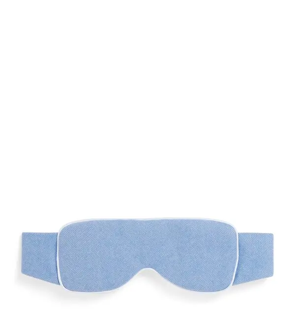 DANIEL HANSON Merino Wool Herringbone Eye Mask - Blue