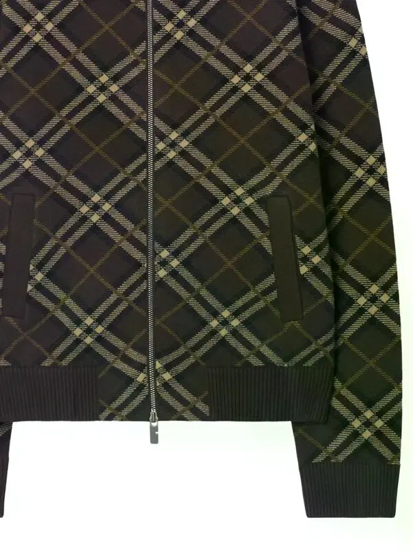 Burberry Check-pattern Wool-cashmere Blend Bomber Jacket - Brown