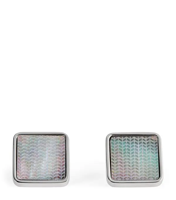 BABETTE WASSERMAN LONDON Mother-of-pearl Herringbone Cufflinks - Silver