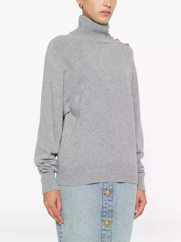 Balmain High-collar Button-detailed Sweater