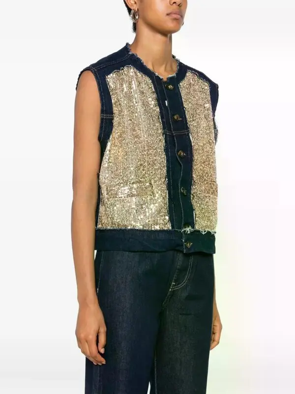 LUTZ HUELLE Embellished Denim Vest