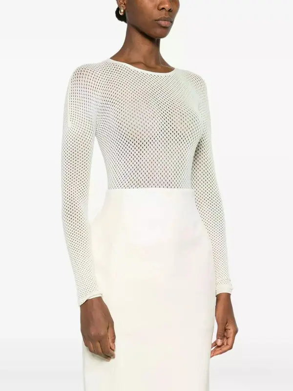 Wardrobe.NYC Mesh-knit Bodysuit - White