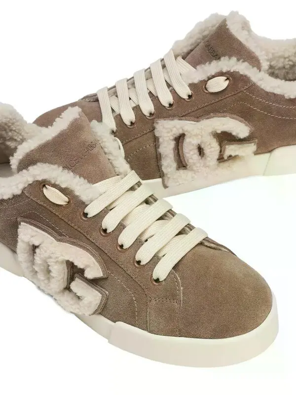 Dolce & Gabbana Portofino Suede Sneakers With Shearling Lining