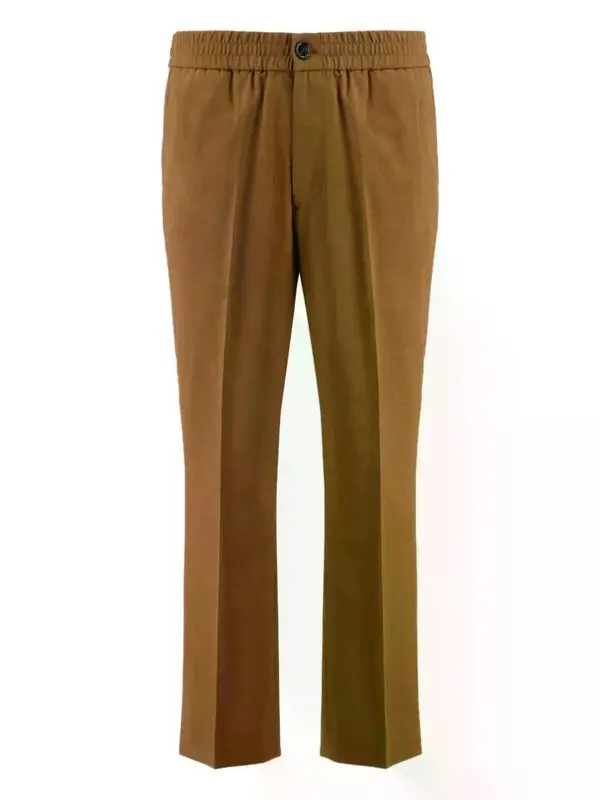 AMI Paris Elasticated-waist Wool Trousers - Brown