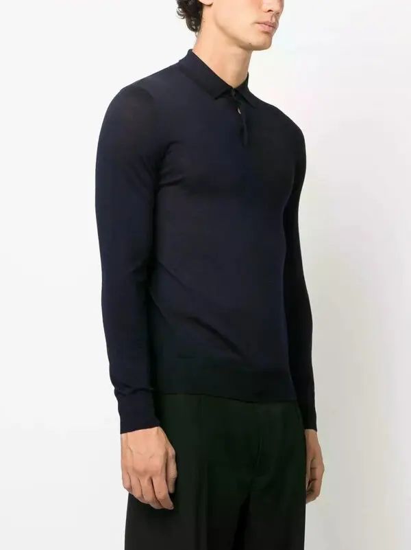 BALLANTYNE Jersey-wool Long-sleeved Polo Shirt