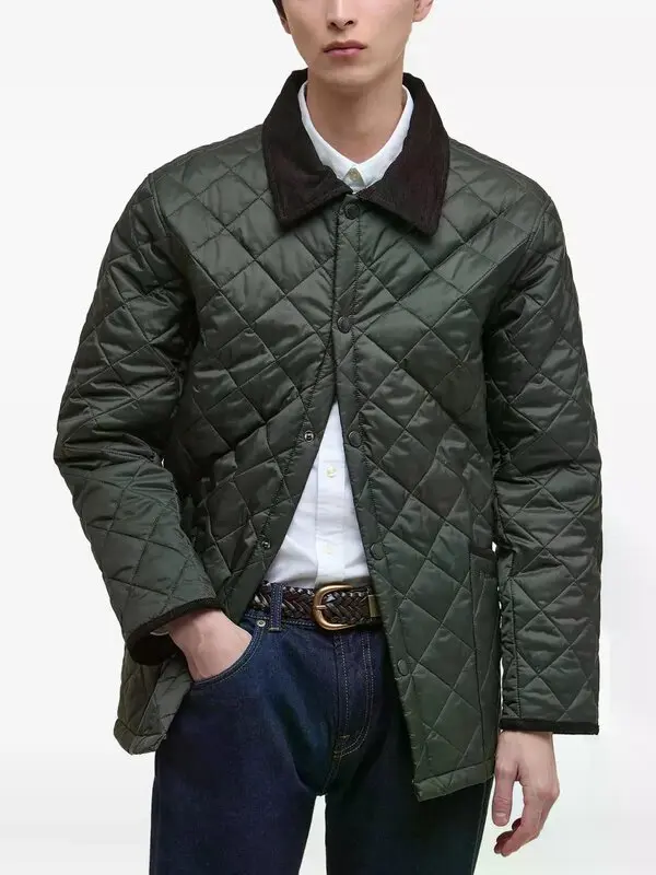 Barbour Diamond-quilted Jacket With Corduroy Collar