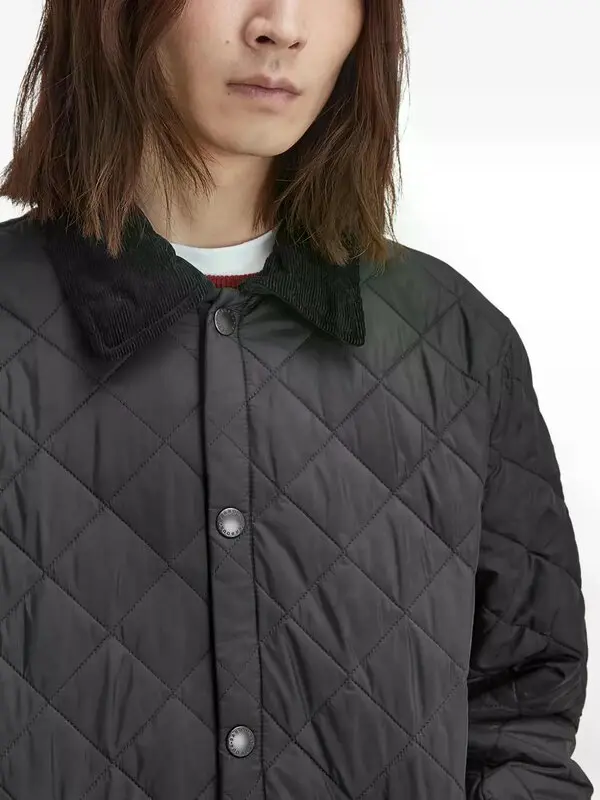 Barbour Diamond-quilted Jacket With Corduroy Collar