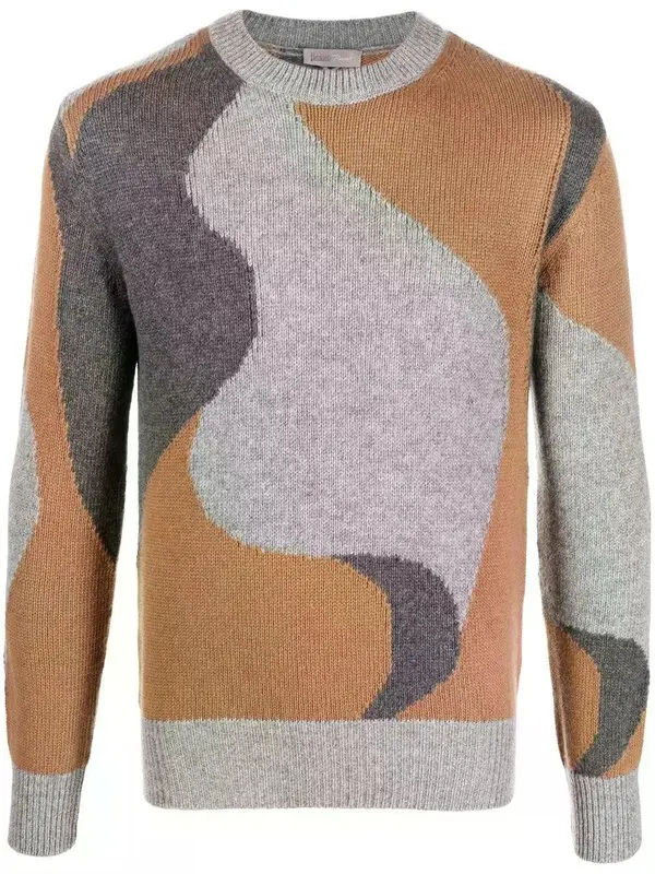 Herno Abstract-pattern Knitted Crew-neck Jumper