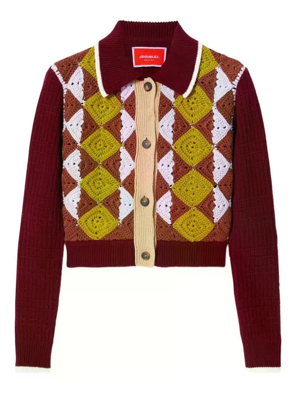 La DoubleJ Crochet-panel Cardigan - Brown