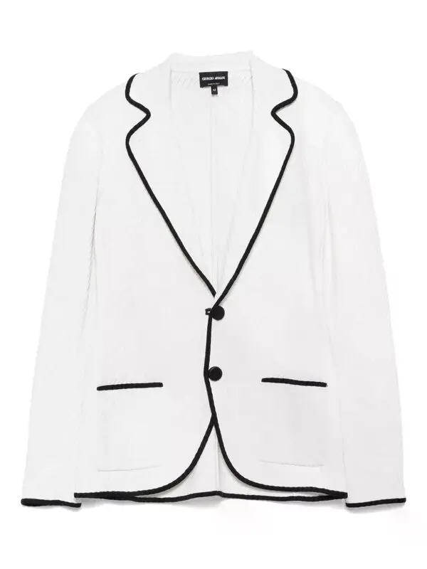 Giorgio Armani Ribbed-trim Blazer - White