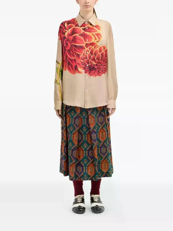 PIERRE-LOUIS MASCIA Dahlia Print Silk Shirt