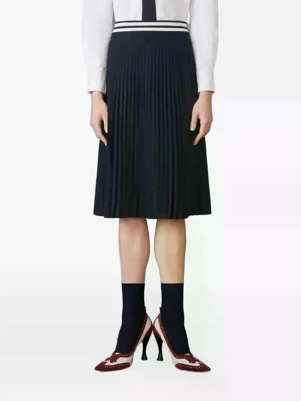 Thom Browne Striped Pleated Midi Skirt