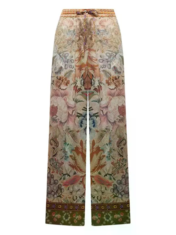 PIERRE-LOUIS MASCIA Floral-tapestry Wide Leg Trousers - Neutrals