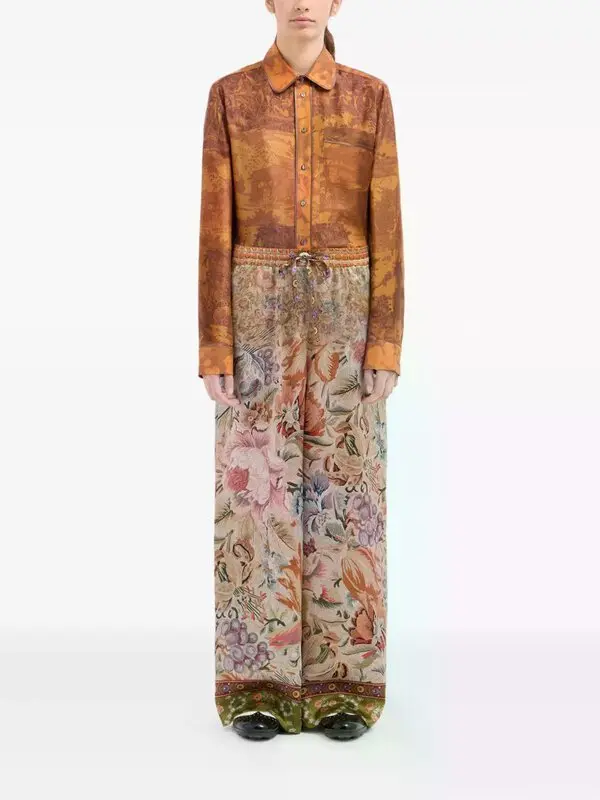 PIERRE-LOUIS MASCIA Floral-tapestry Wide Leg Trousers - Neutrals