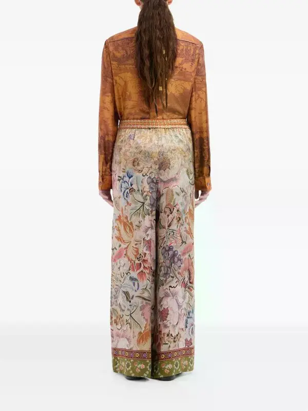 PIERRE-LOUIS MASCIA Floral-tapestry Wide Leg Trousers - Neutrals