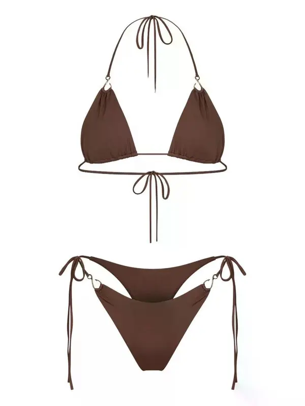 KOROBEYNIKOV Ring Detail Triangle Bikini - Brown