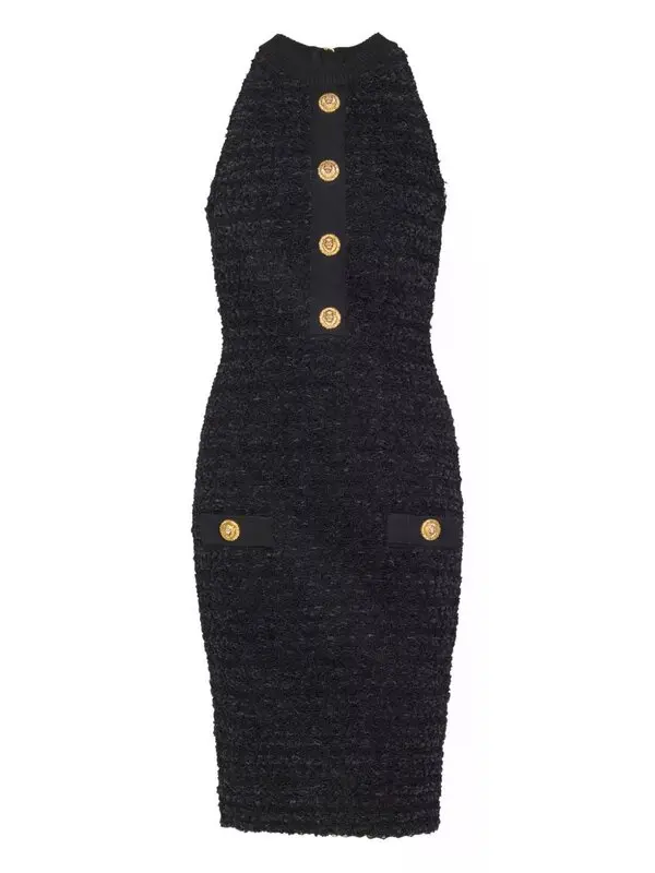 Balmain Buttoned-pocket Tweed Mini Dress