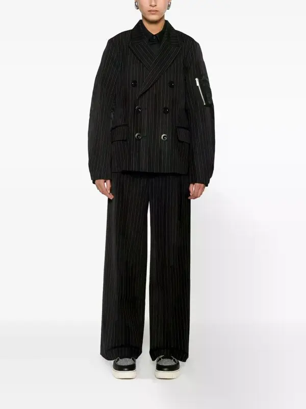 Sacai Pinstripe Pocket Trousers - Black