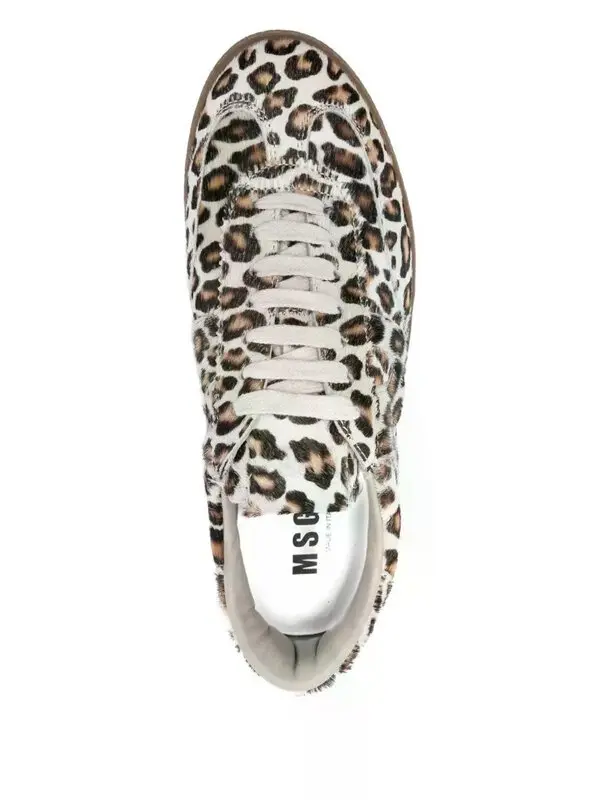 MSGM Leopard-print Calf-leather Sneakers
