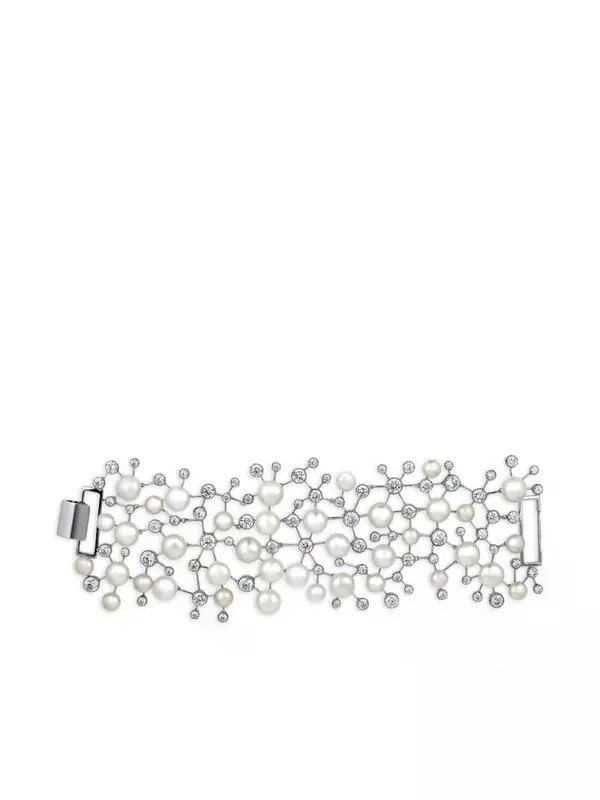 ANABELA CHAN Rhodium Vermeil Constellation Pearl And Diamond Bracelet - Silver