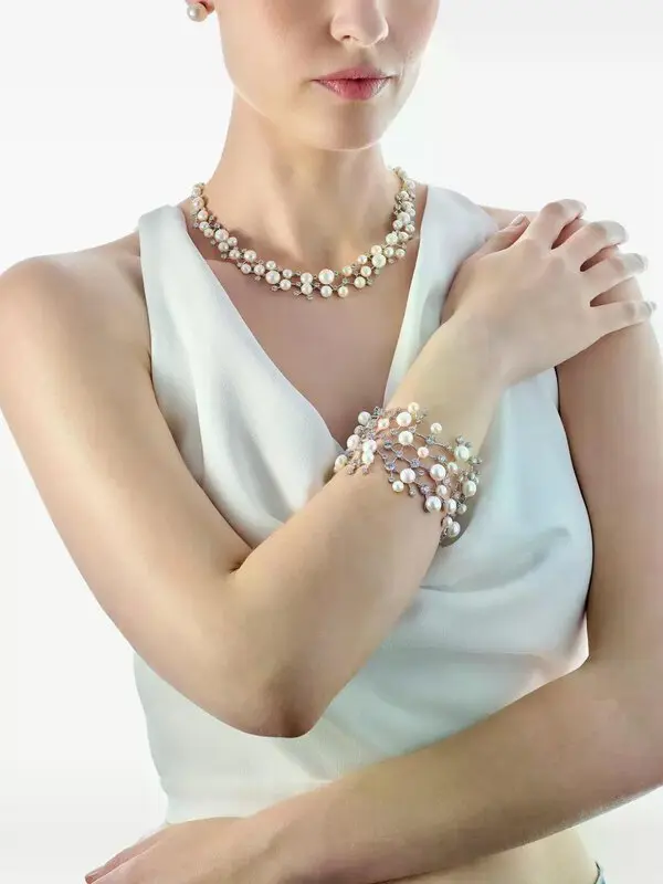 ANABELA CHAN Rhodium Vermeil Constellation Pearl And Diamond Bracelet