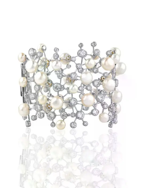 ANABELA CHAN Rhodium Vermeil Constellation Pearl And Diamond Bracelet
