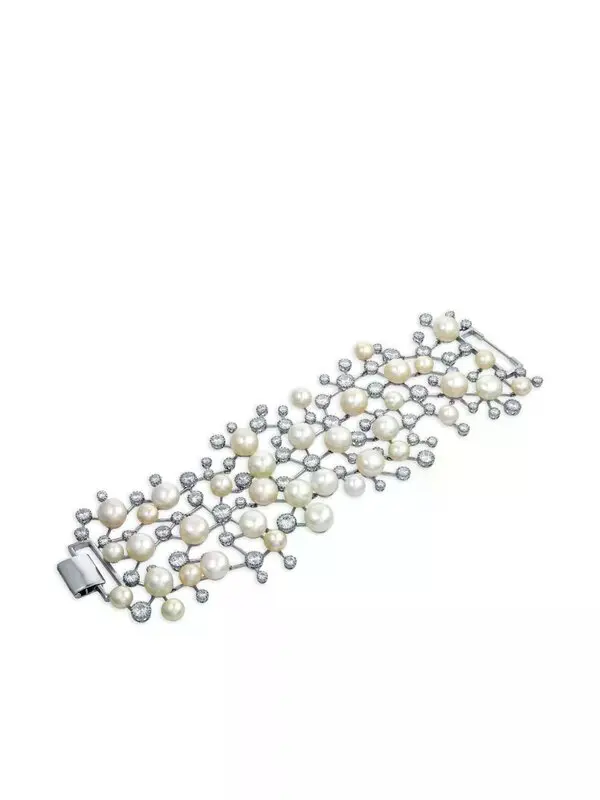 ANABELA CHAN Rhodium Vermeil Constellation Pearl And Diamond Bracelet