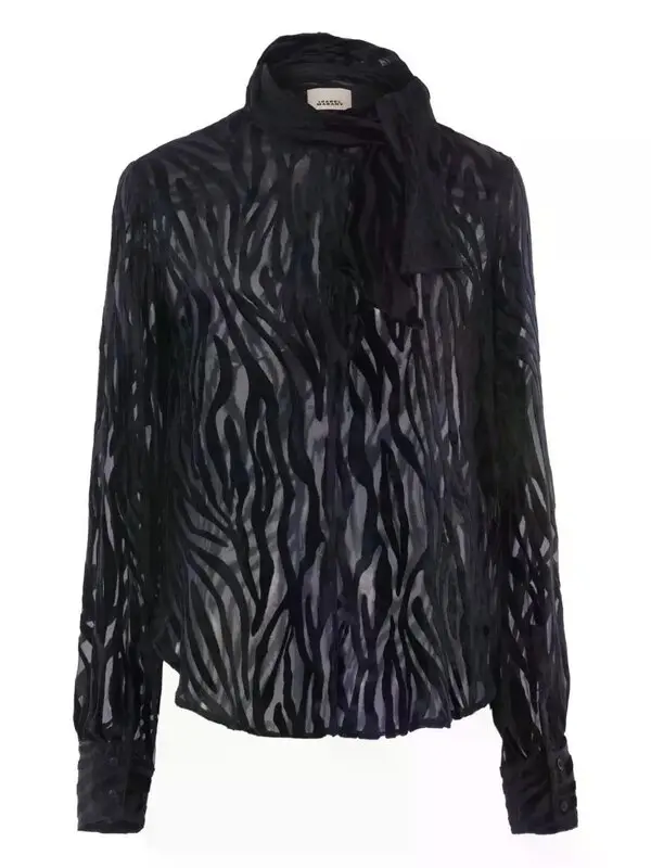 Isabel Marant Zebra-pattern Tie-neck Shirt
