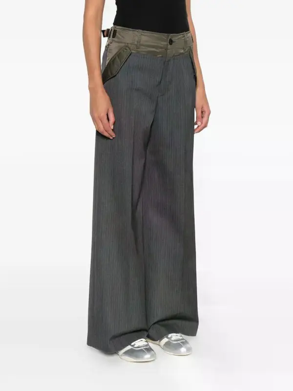 Sacai Panelled Pinstripe Trousers - Grey