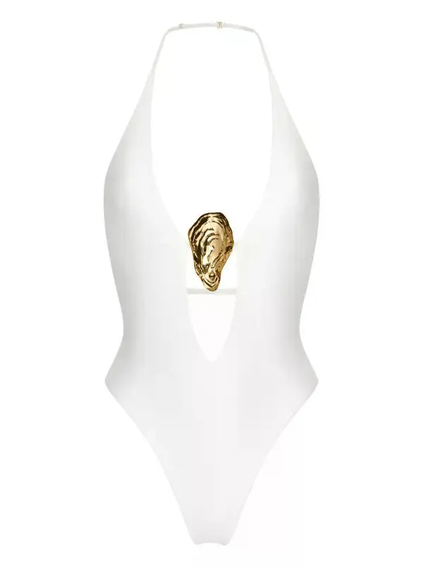 KOROBEYNIKOV Shell-embellished Swimsuit - White