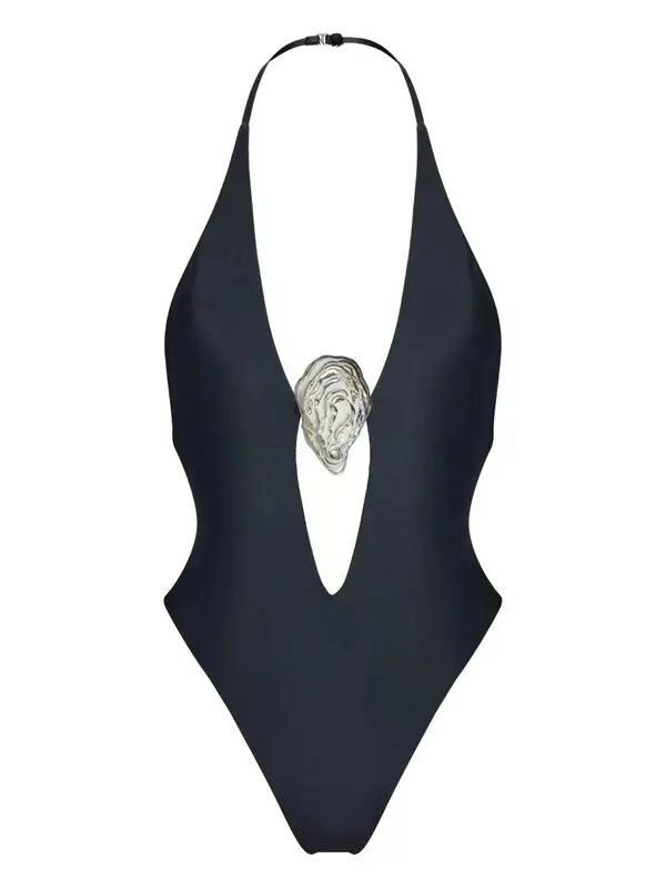 KOROBEYNIKOV V-neck Embellished Swimsuit - Black