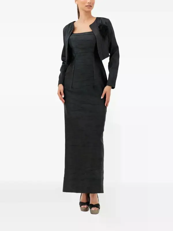 Baruni Feather-embellished Dress And Jacket Set - Black