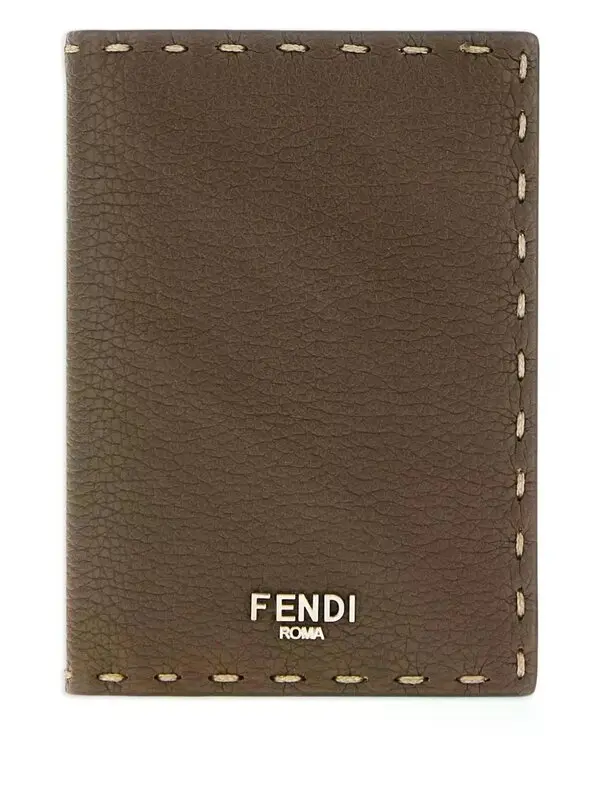 Fendi Selleria Leather-trimmed Cardholder - Brown