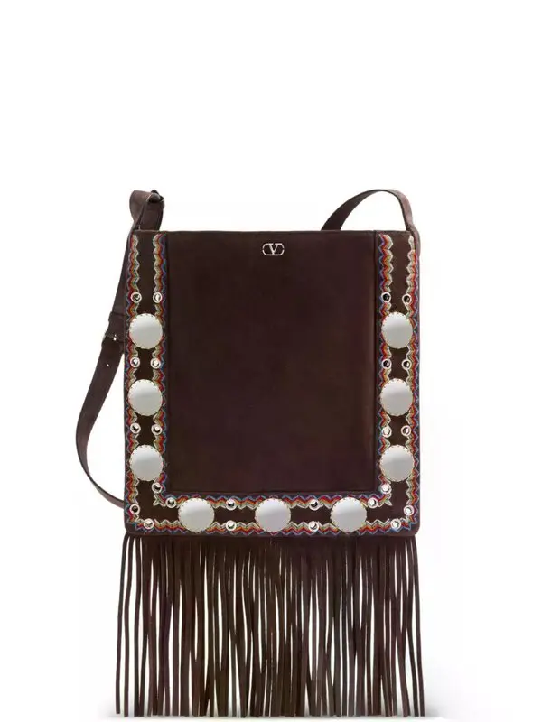 Valentino Garavani Nellcôte Fringed Cross Body Bag - Brown