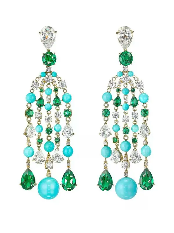ANABELA CHAN Raindrop Turquoise And Emerald Earrings - Blue