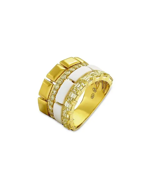 Etho Maria 18k Yellow Ceramic, And Diamond Ring - Gold