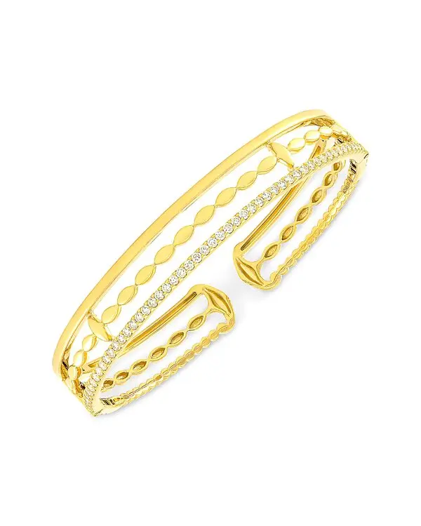 Etho Maria 18k Yellow Diamond Triple Row Cuff Bracelet - Gold