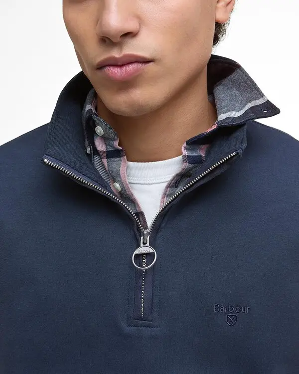 Barbour Lambeth Interlock Quarter-zip Sweatshirt - Navy