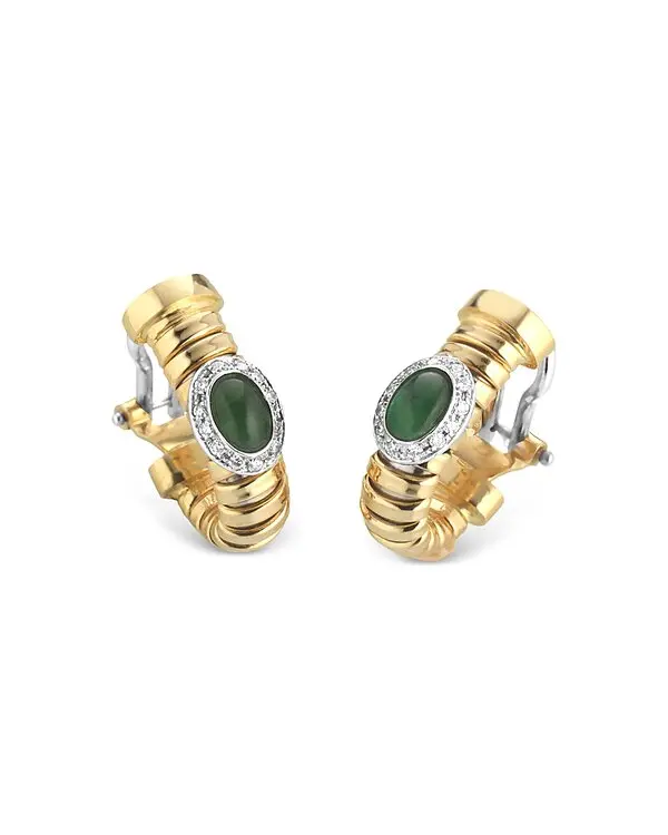 ALBERTO MILANI 18k Yellow Emerald And Diamond Tubogas Huggie Hoop Earrings - Gold