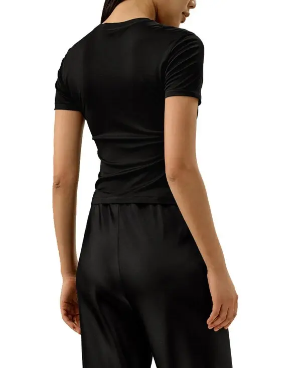 Lilysilk Slim Fitted Silk Jersey Tee - Black
