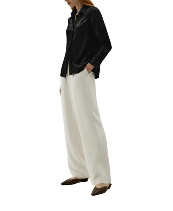 Lilysilk Basic Concealed Placket Silk Shirt - Black